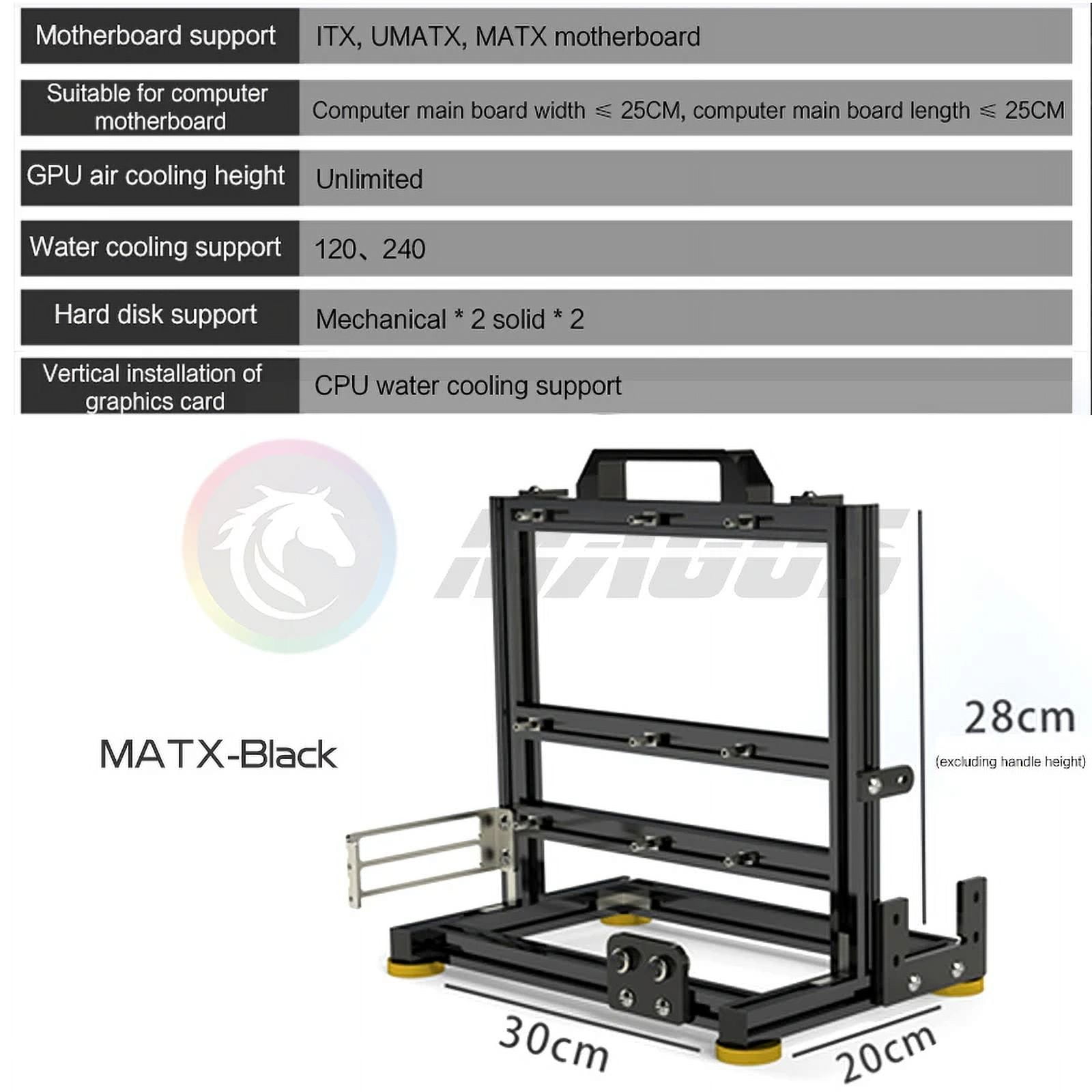 DIY Open Frame PC Case, Aluminum ATX/MATX/ITX Gaming Chassis, Modular ...