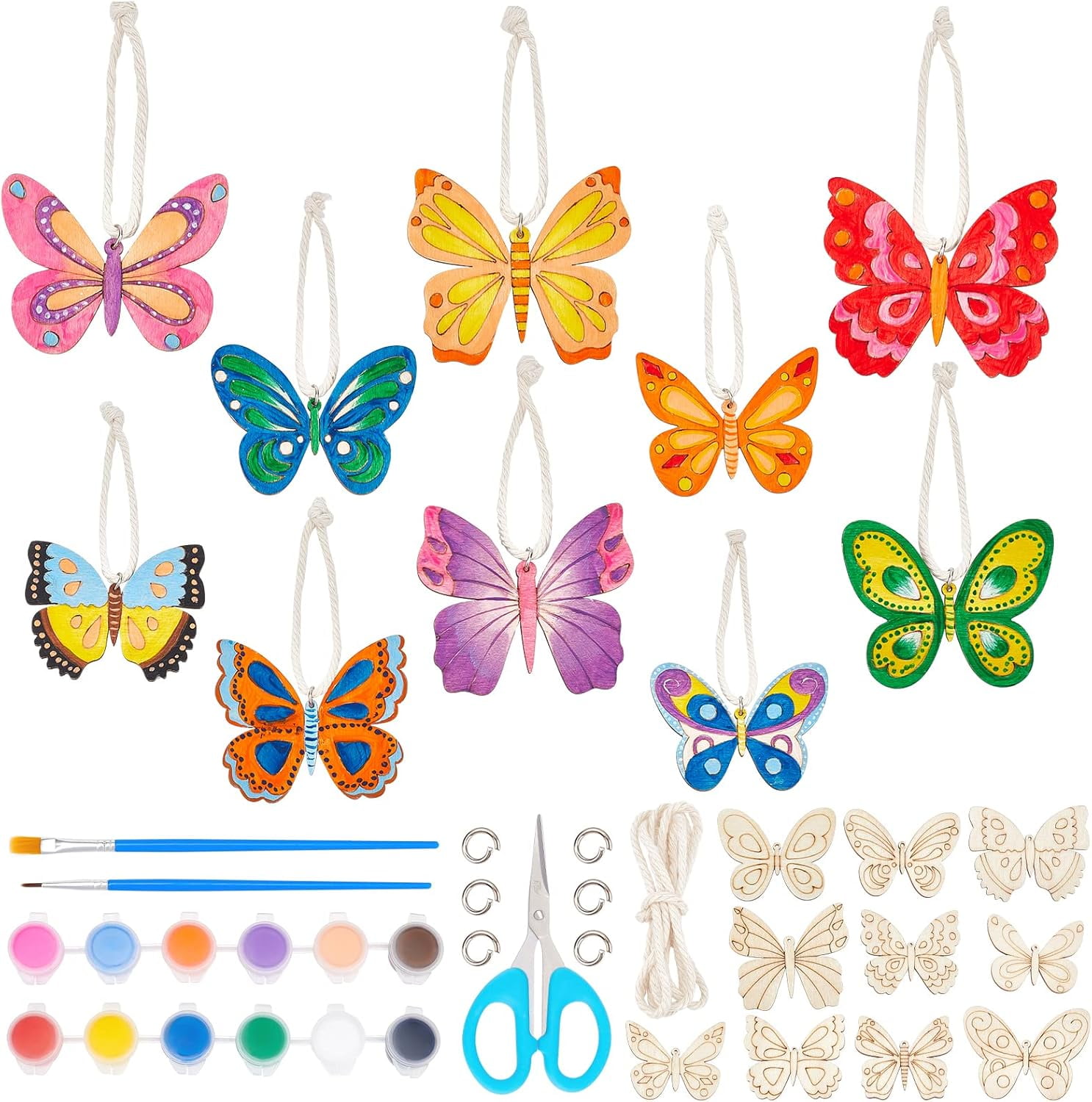 DIY Ornament Painting Kit Unfinished Butterfly Craft Kit Butterfly Wood ...