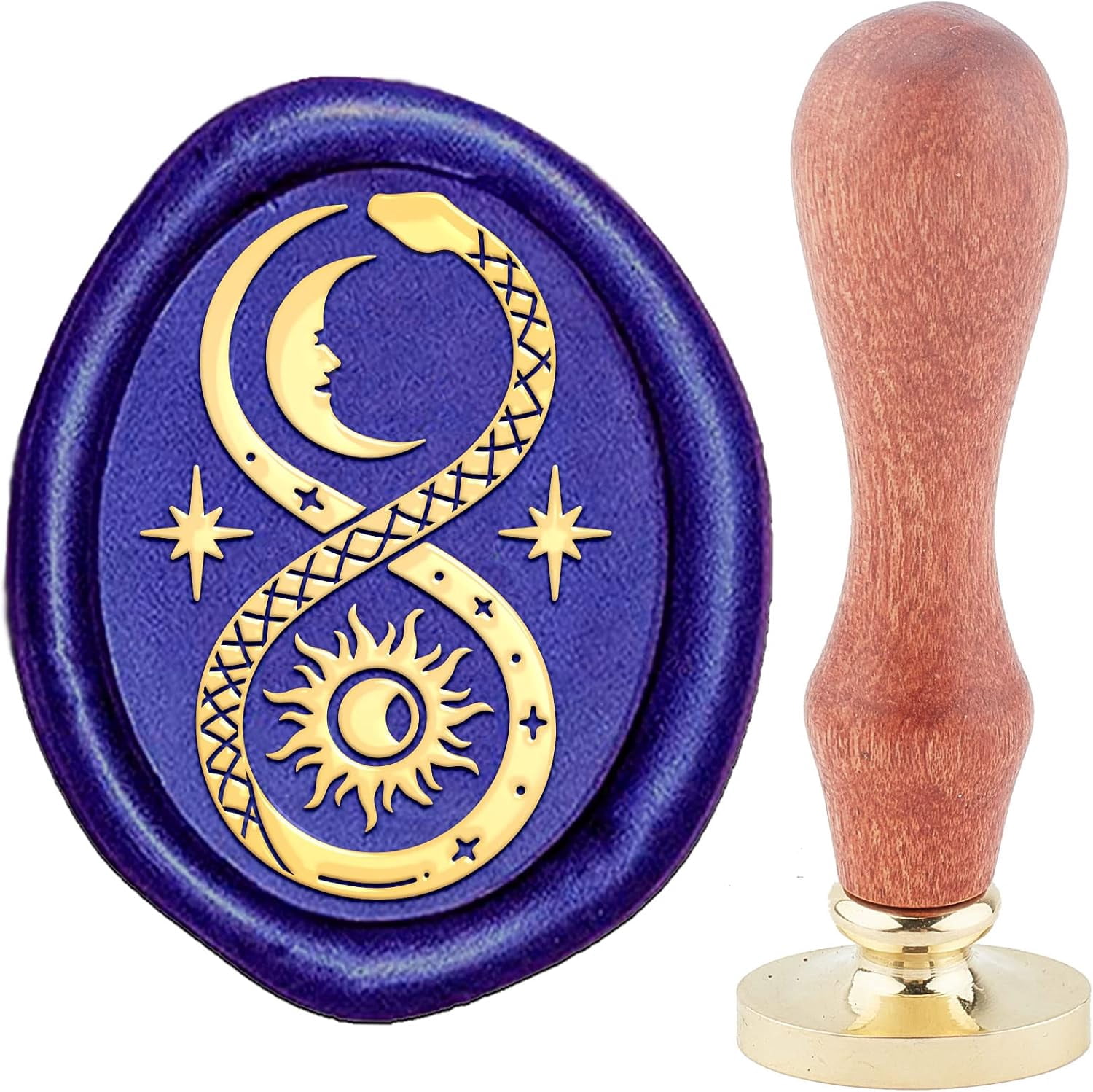 DIY Ouroboros Wax Seal Stamp Sun Lunar Copper 30×40mm Oval Sealing ...