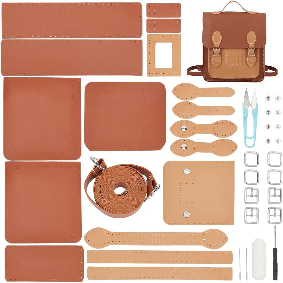 DIY PU Leather Backpack Bag Making Kit Leather Shoulder Bag Sewing ...