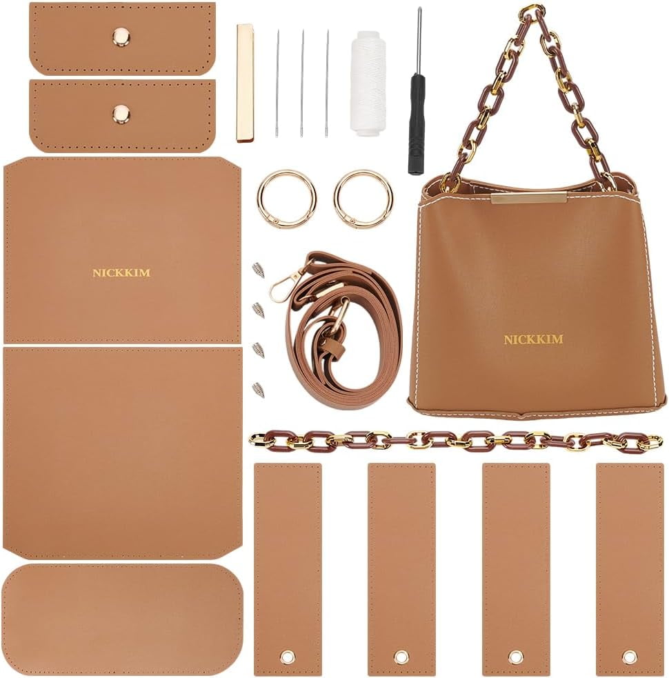DIY PU Leather Sew on Women's Tote Bag Making Kits including Fabric Bag ...