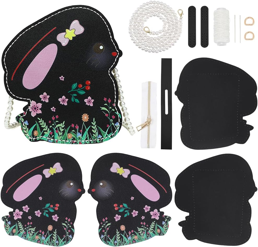 DIY PU Leather Shoulder Bag Making Kit Rabbit-shaped Women Crossbody ...