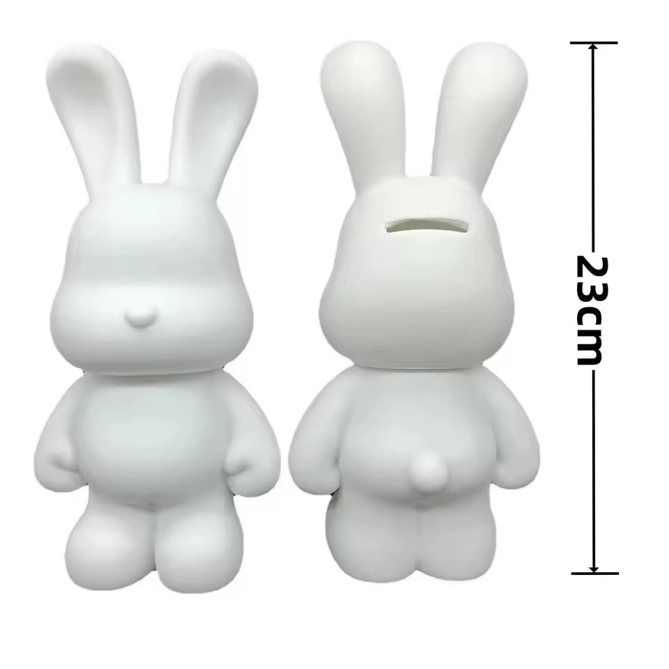 DIY Paint Fluid Rabbit Figure Handmade Pigment Doll Toy White Vinyl ...