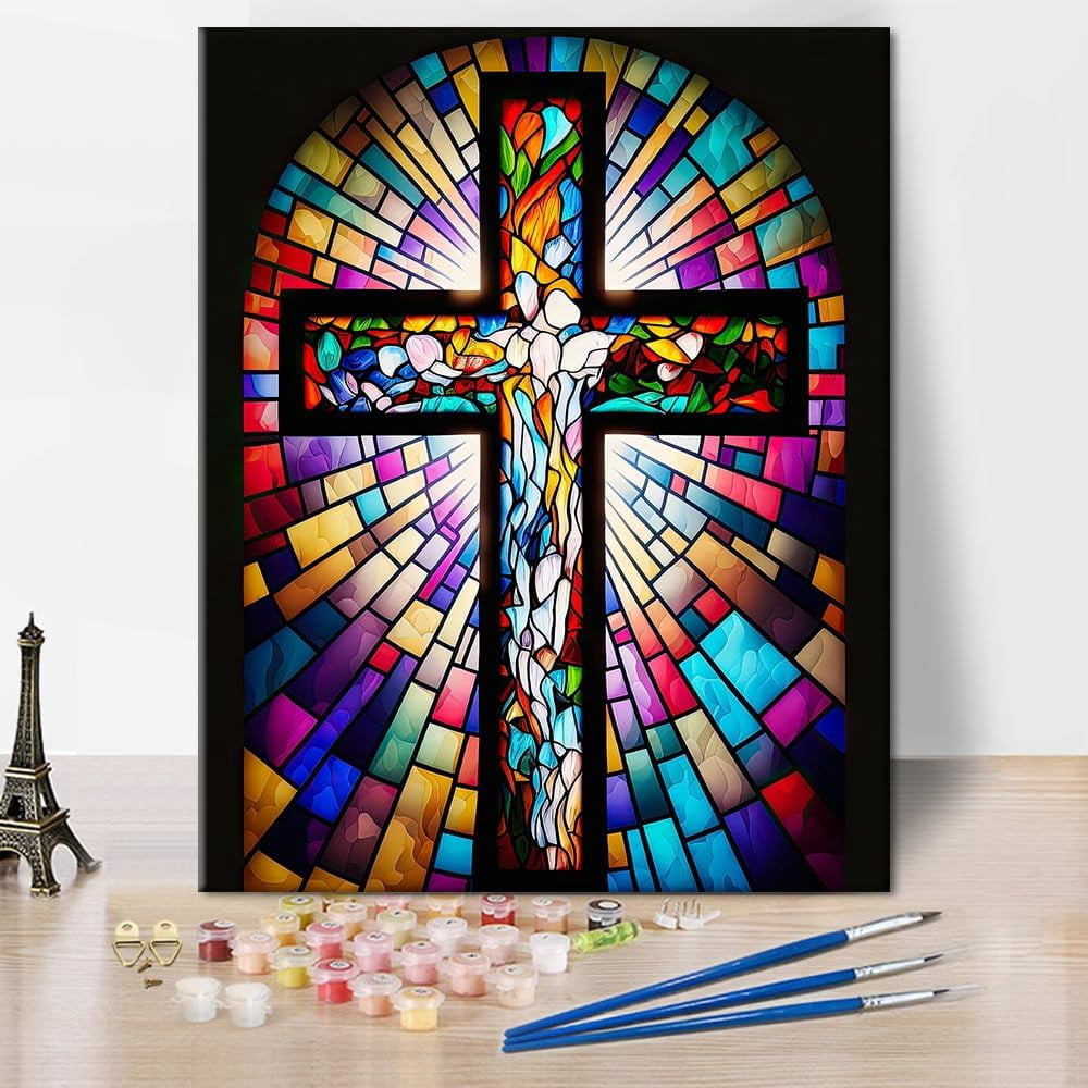 DIY Paint by Numbers for Adults Beginner Jesus Cross Paint by Number ...