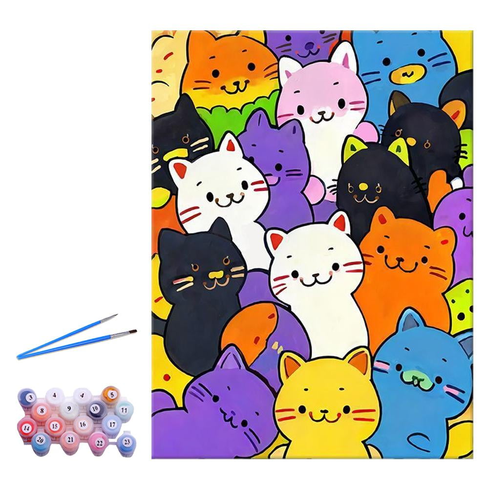 DIY Paint by Numbers Kit, Lovely Kittens Oil Painting by Numbers for ...