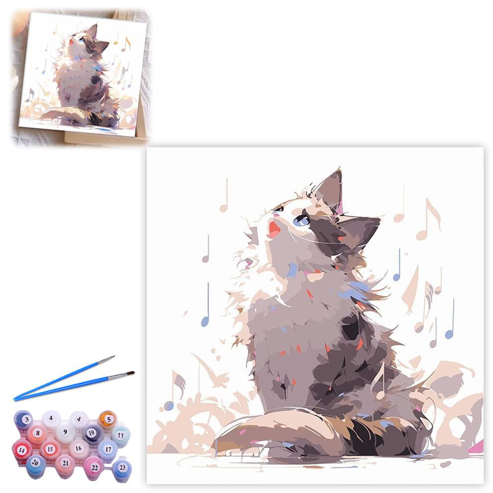 DIY Paint by Numbers Kits, Cyber Cats Easy Paint by Numbers for ...