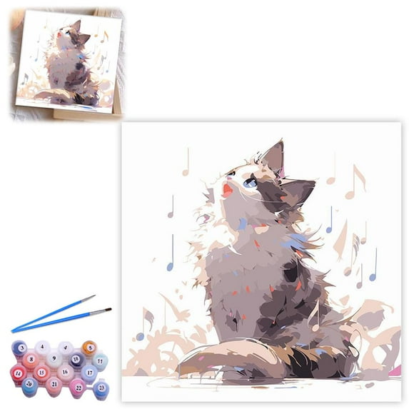 DIY Paint by Numbers Kits, Cyber Cats Easy Paint by Numbers for ...