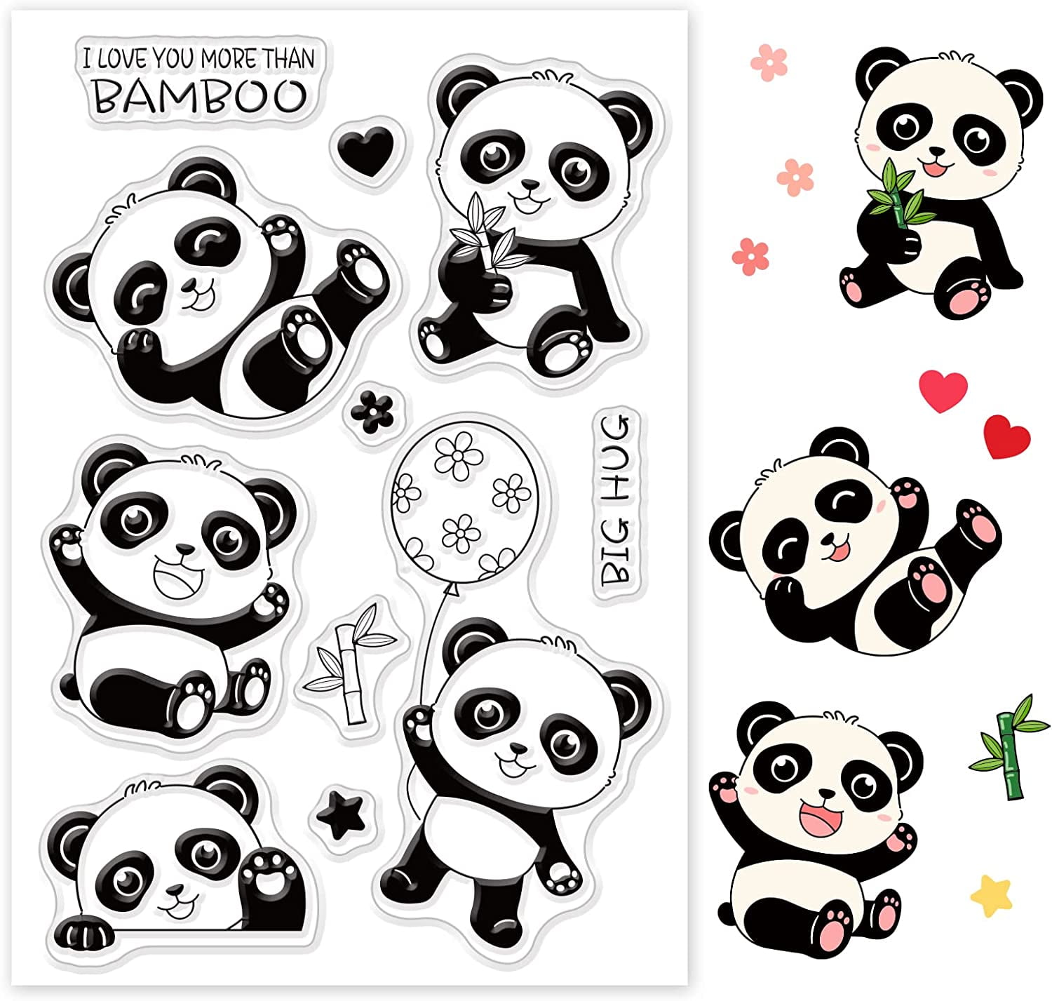 DIY Panda Silicone Clear Stamps Animals Transparent Stamps for Birthday ...