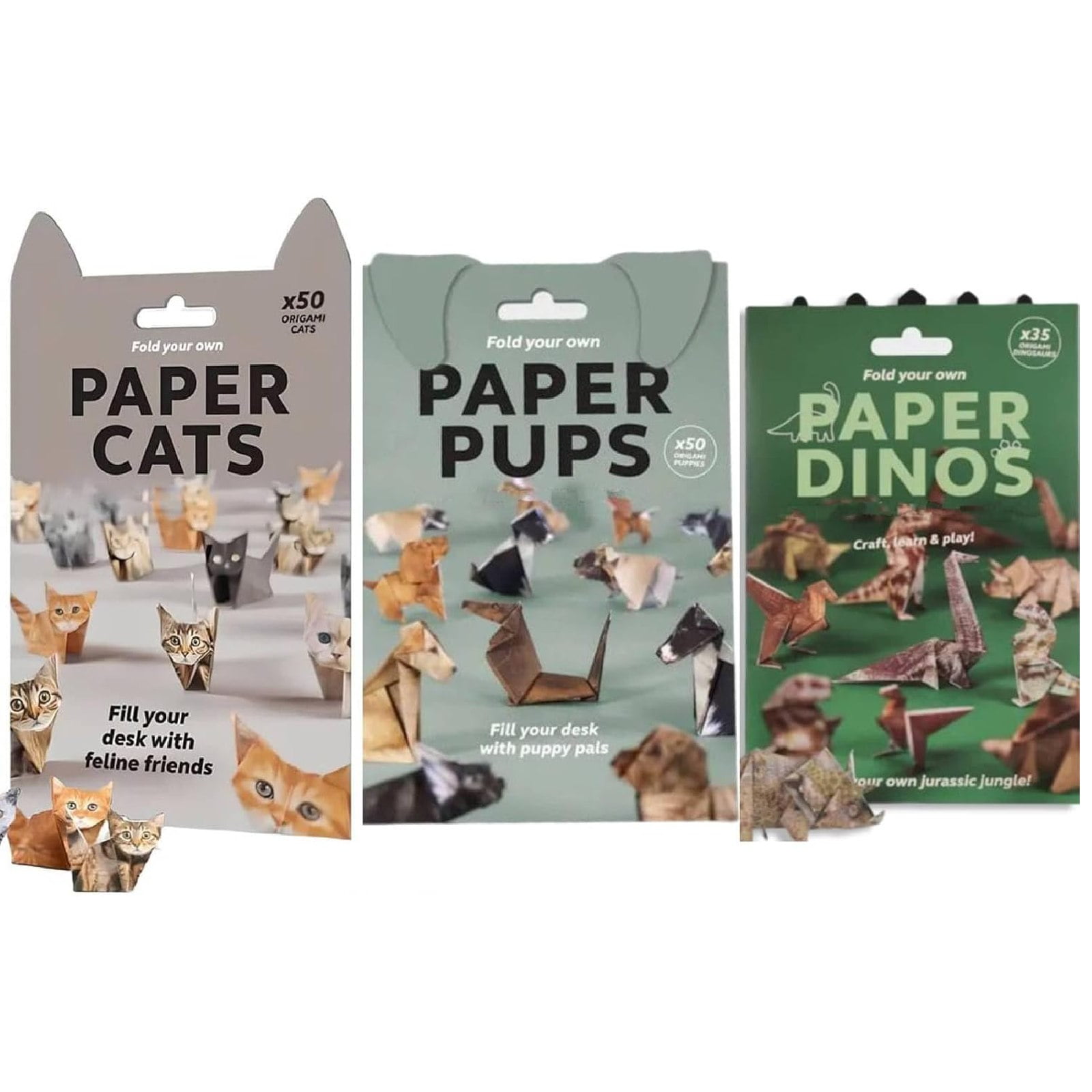 DIY Paper Cats,150 Sheets 3D Cat/Dog/Dinosaur Origami Paper Craft Kit ...