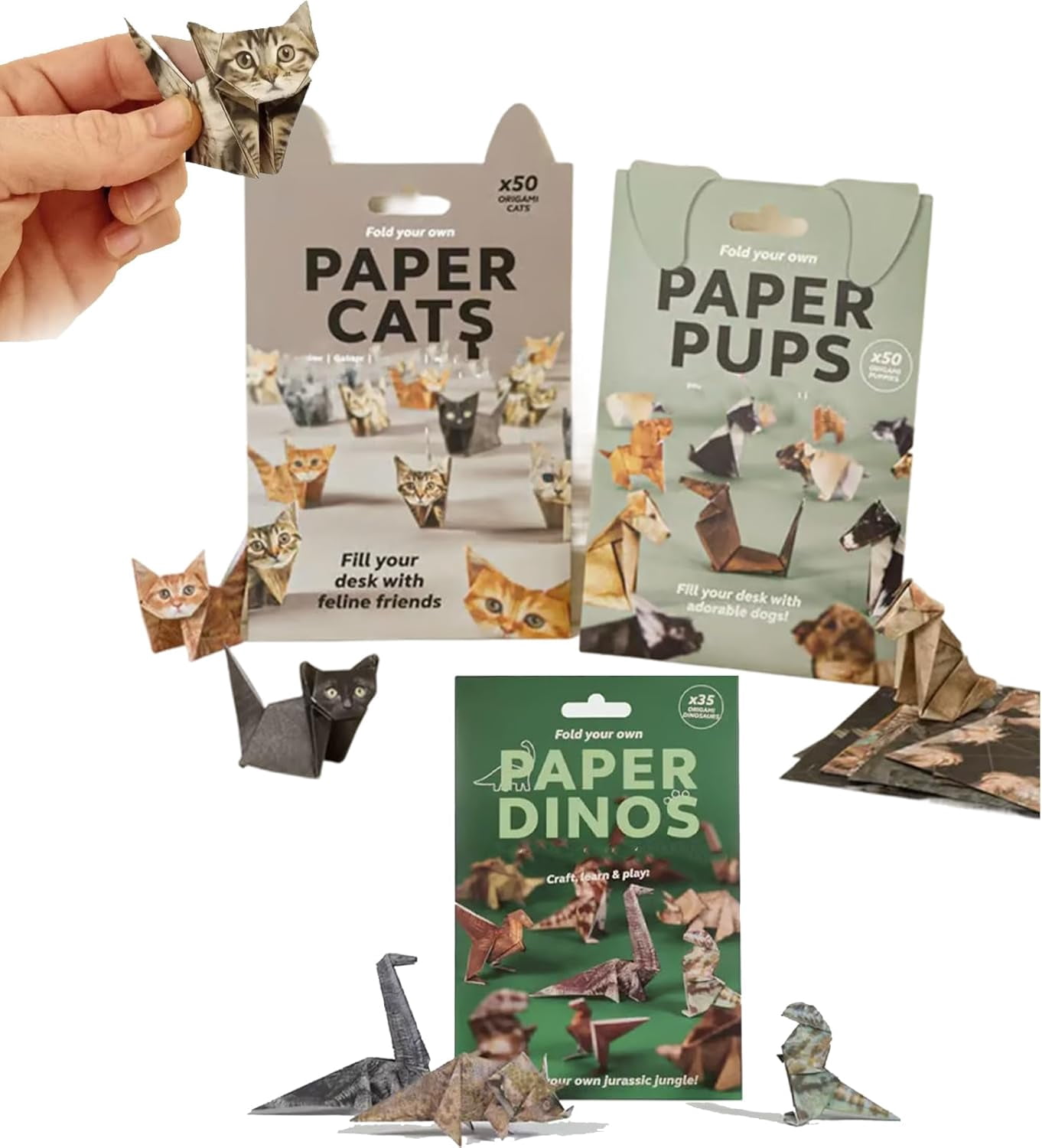 DIY Paper Cats - 50 Sheets DIY Origami Paper to Fold Cute Cat Figures ...