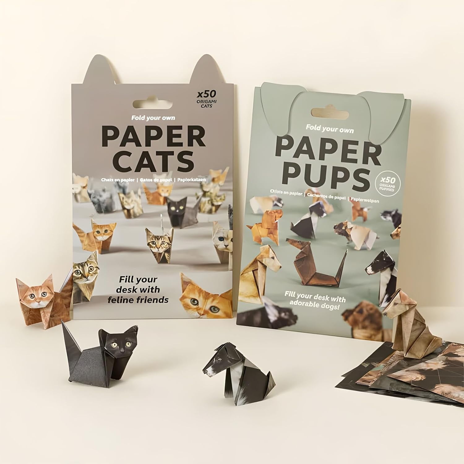 DIY Paper Cats Kit, Cute Kitten Origami Papercraft Kit, Fun 3D Paper ...