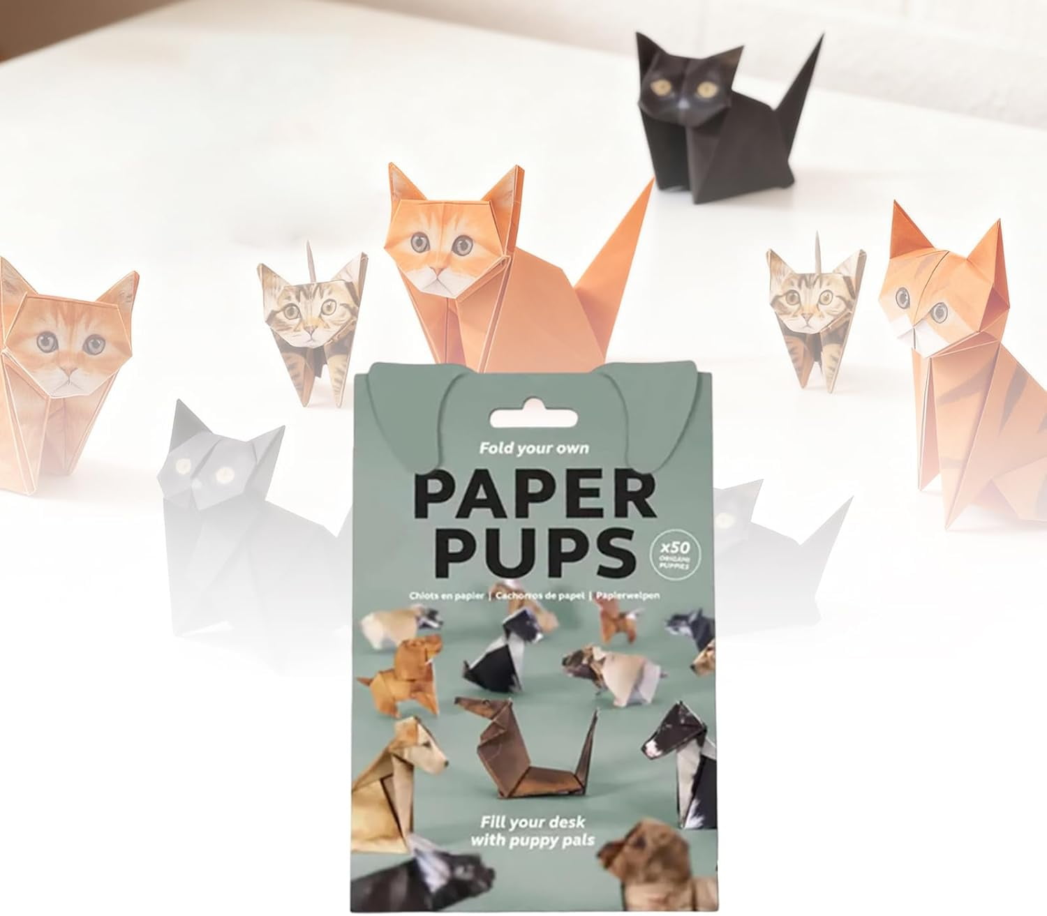 DIY Paper Cats Kit, Cute Kitten Origami Papercraft Kit, Fun 3D Paper ...