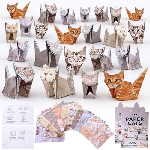 DIY Paper Cats Origami Kit 100 Sheets 3D Origami Paper for Folding Cute ...