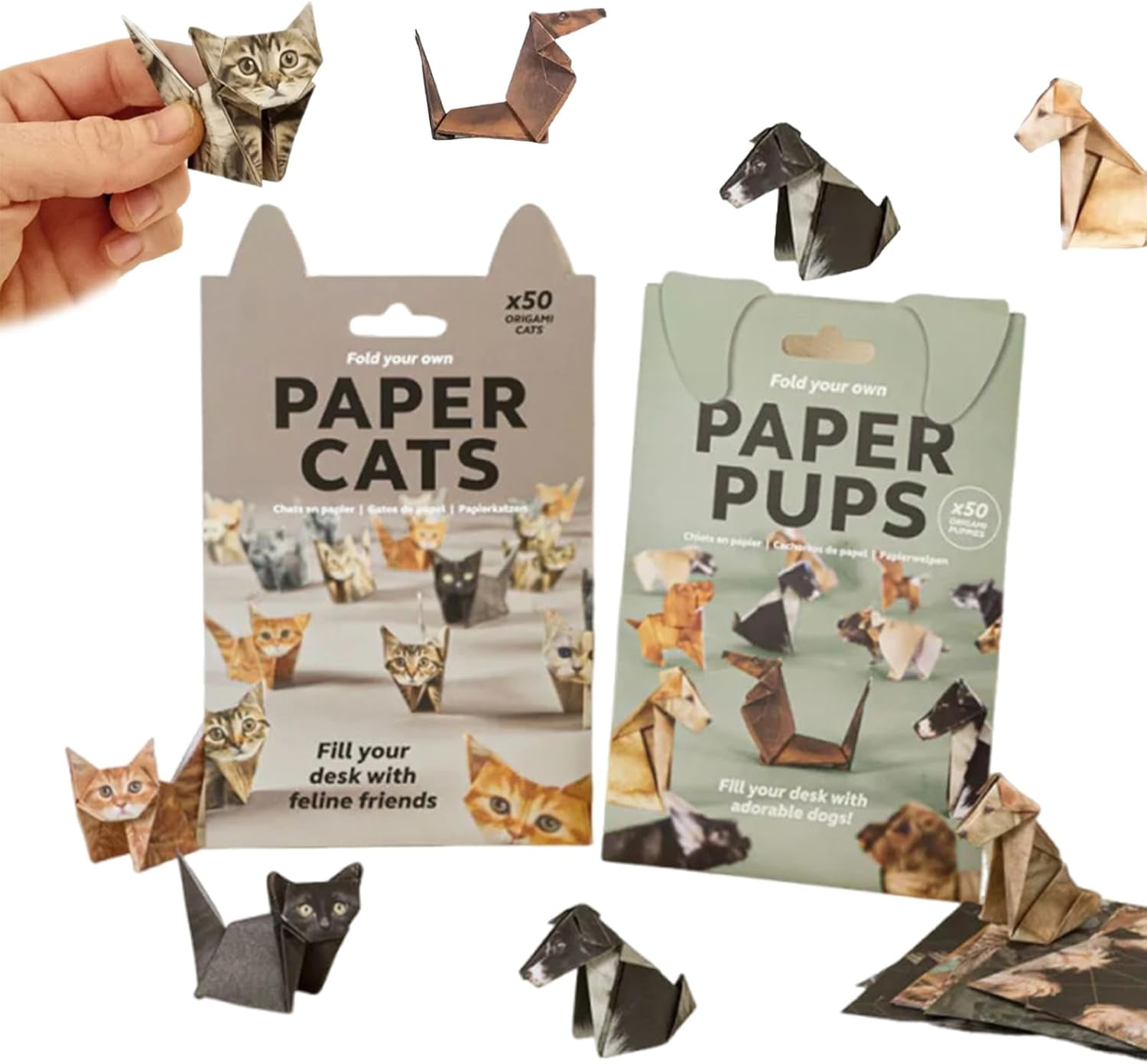 DIY Paper Cats, Paper Cats Origami, Fun 3D Papers Dog & Cat & Dinosaur ...