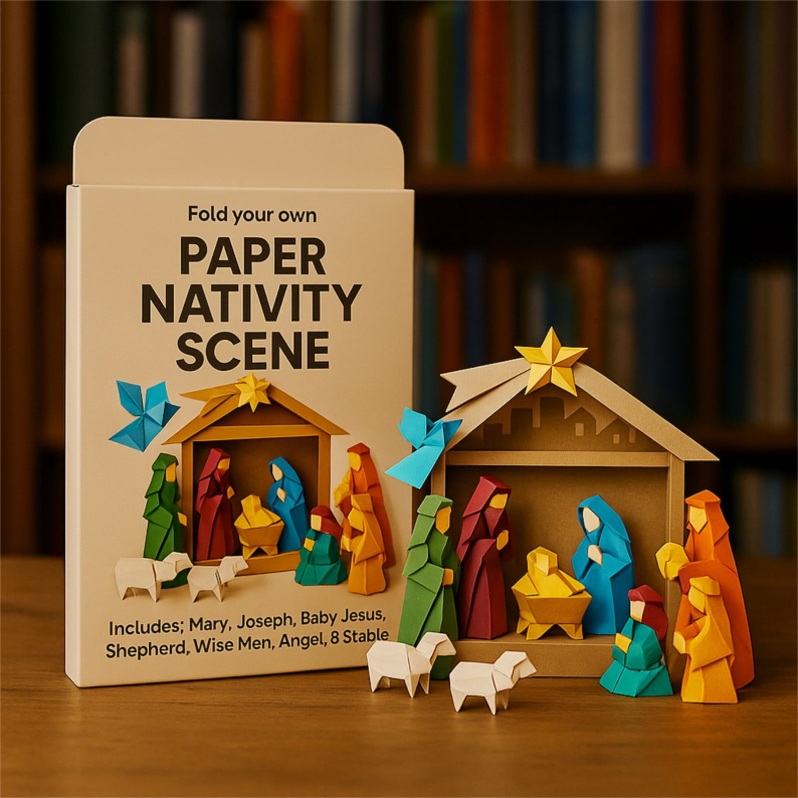 DIY Paper Nativity Scene, Christmas Origami Craft Set with Jesus Angel ...