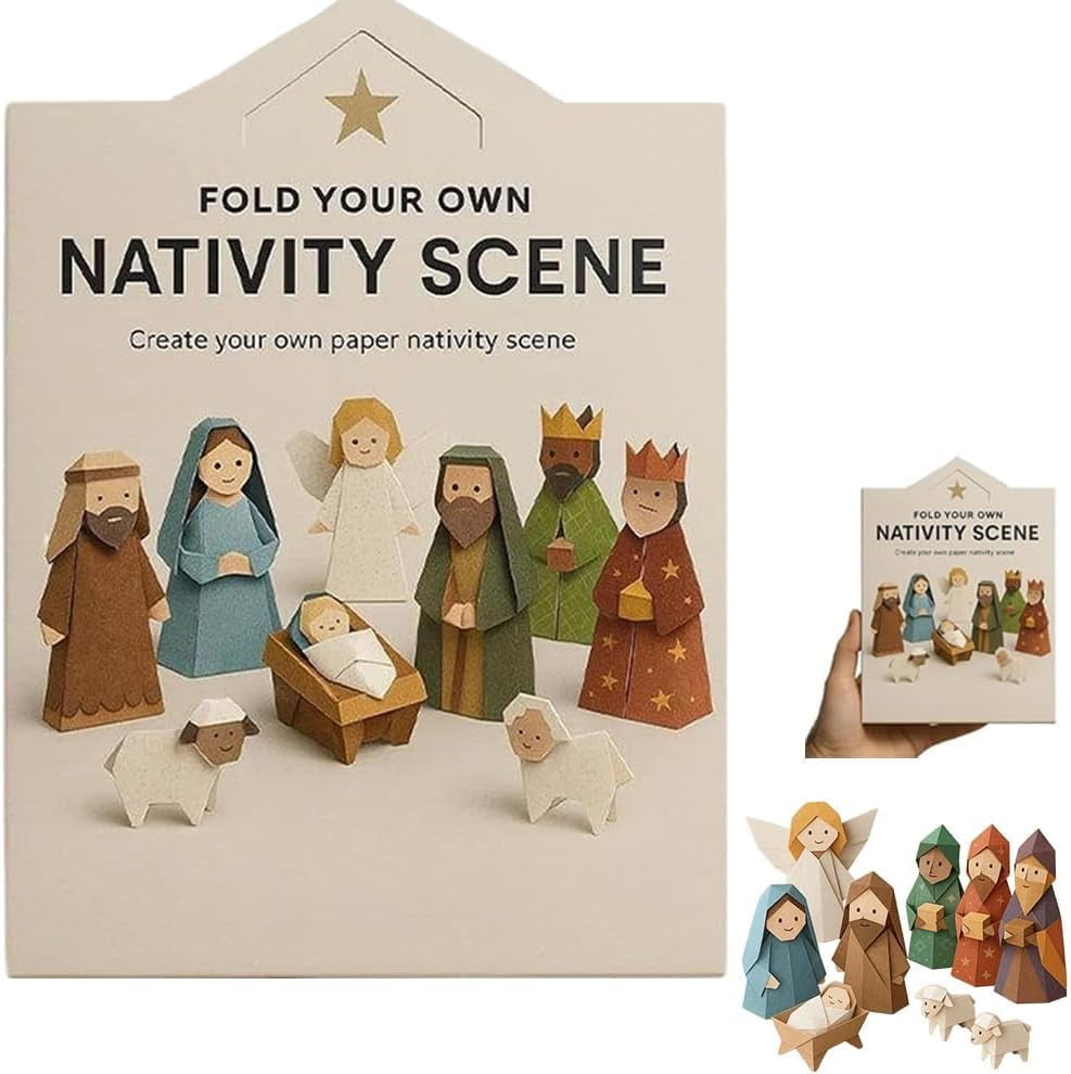 DIY Paper Nativity Scene, Christmas Origami Craft Set with Jesus Christ ...