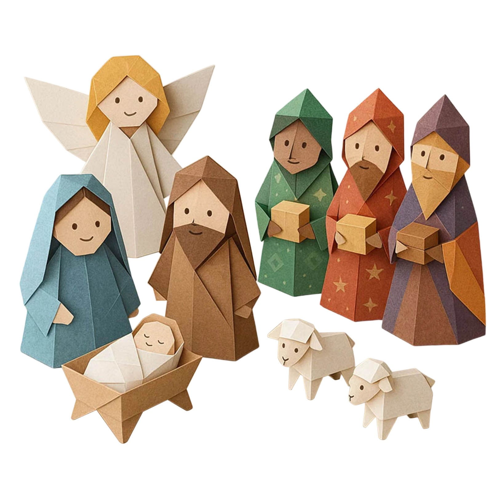 DIY Paper Nativity Scene Set with Origami Creations, Handmade Christmas ...