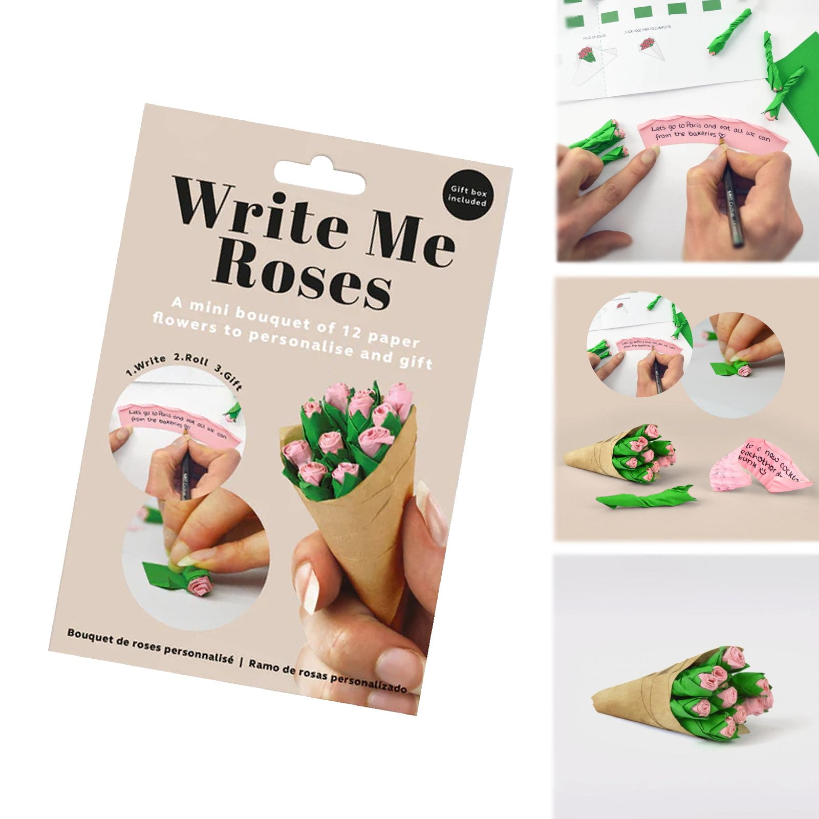 DIY Paper Write Me Roses, 12 Cute Write Me Roses Origami Papercraft Kit ...