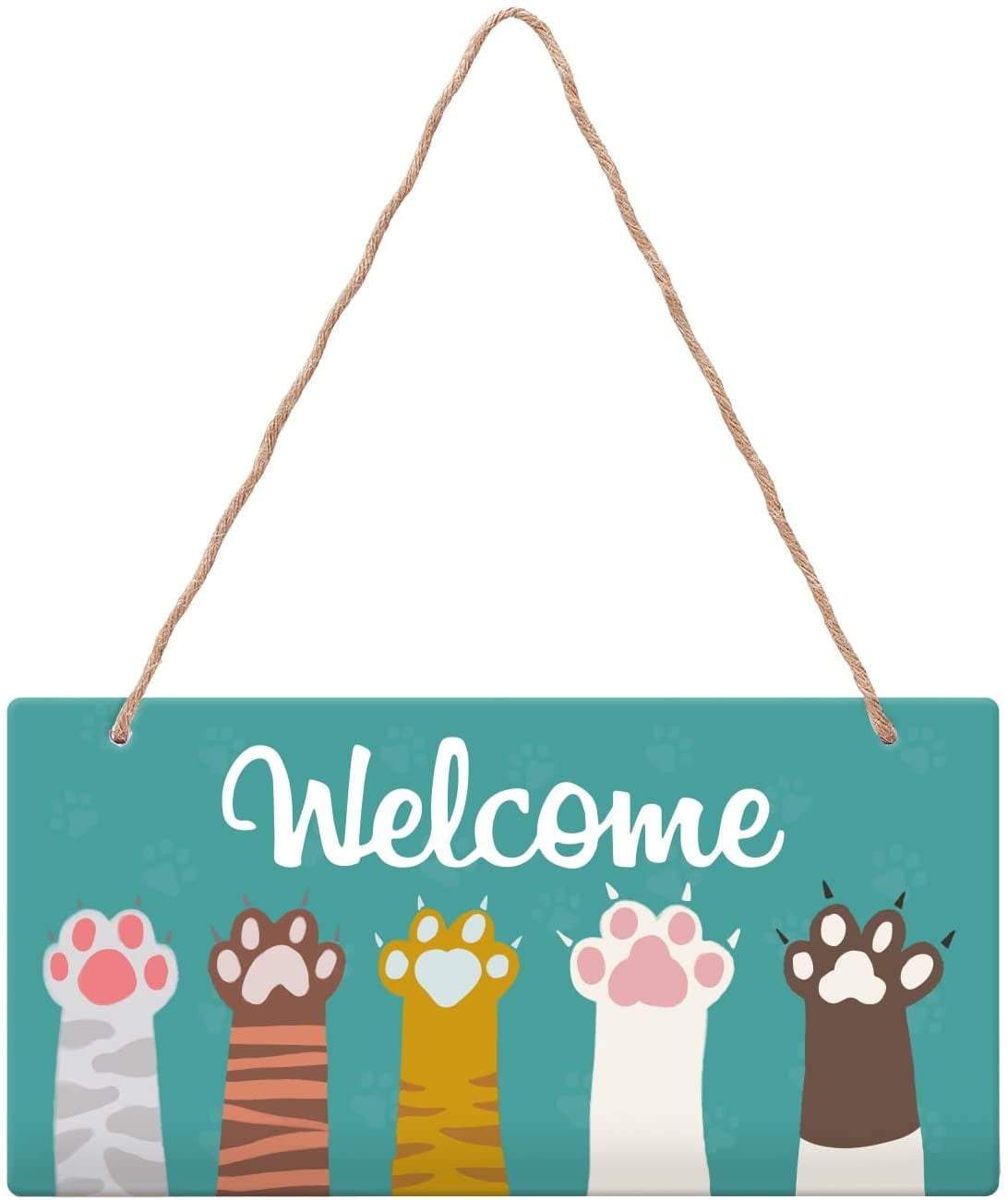 DIY Paw Print Plastic Plaque Home Door Sign Rustic Welcome Door Plate ...