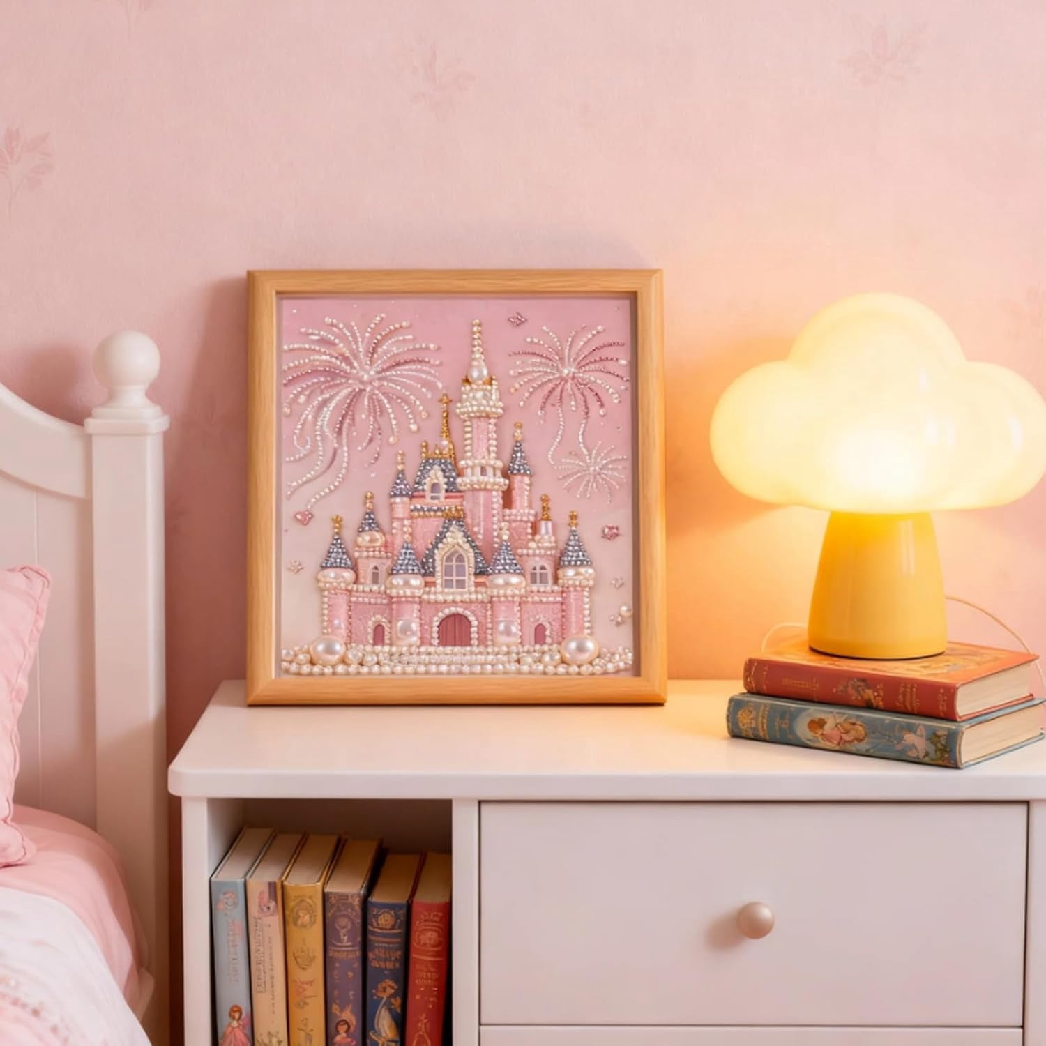 DIY Pearl Painting Kit with Frame, 3D Beaded Art Castle Design 7.08×8. ...