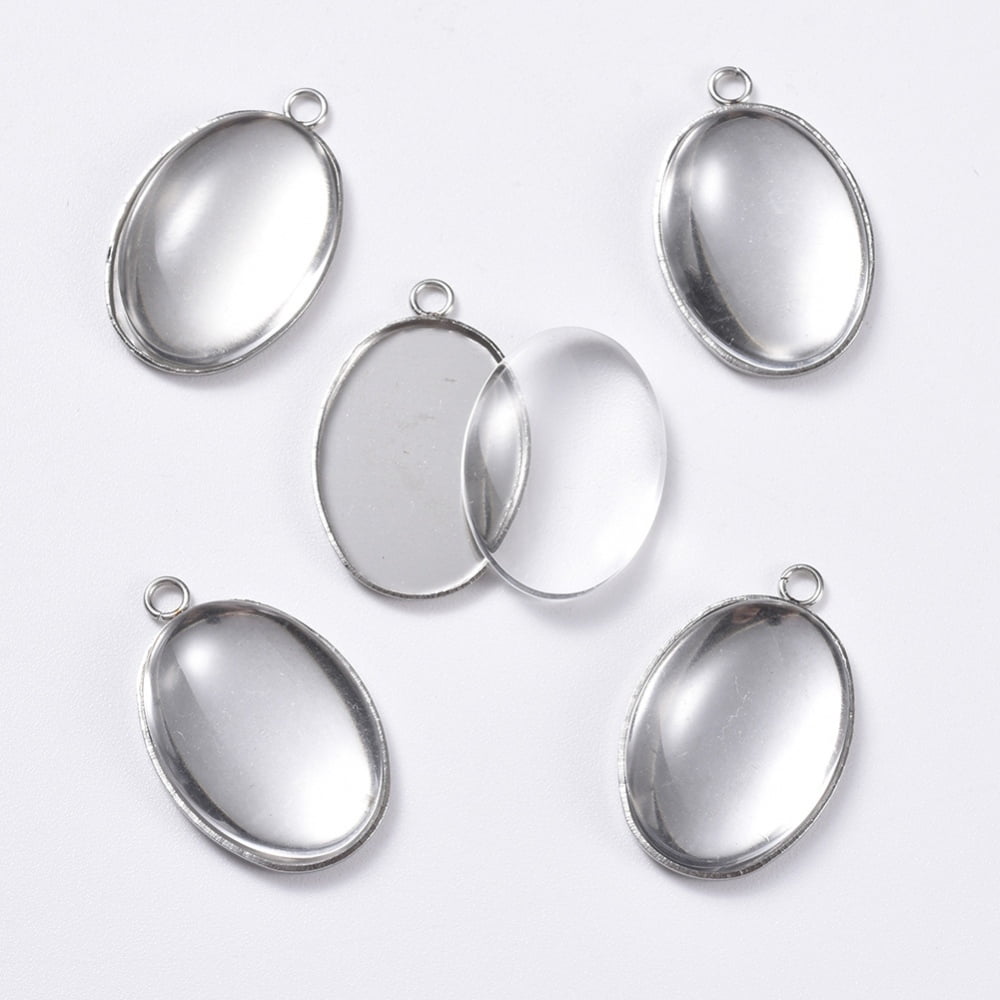 DIY Pendant Making with 304 Stainless Steel Pendant Cabochon Settings ...