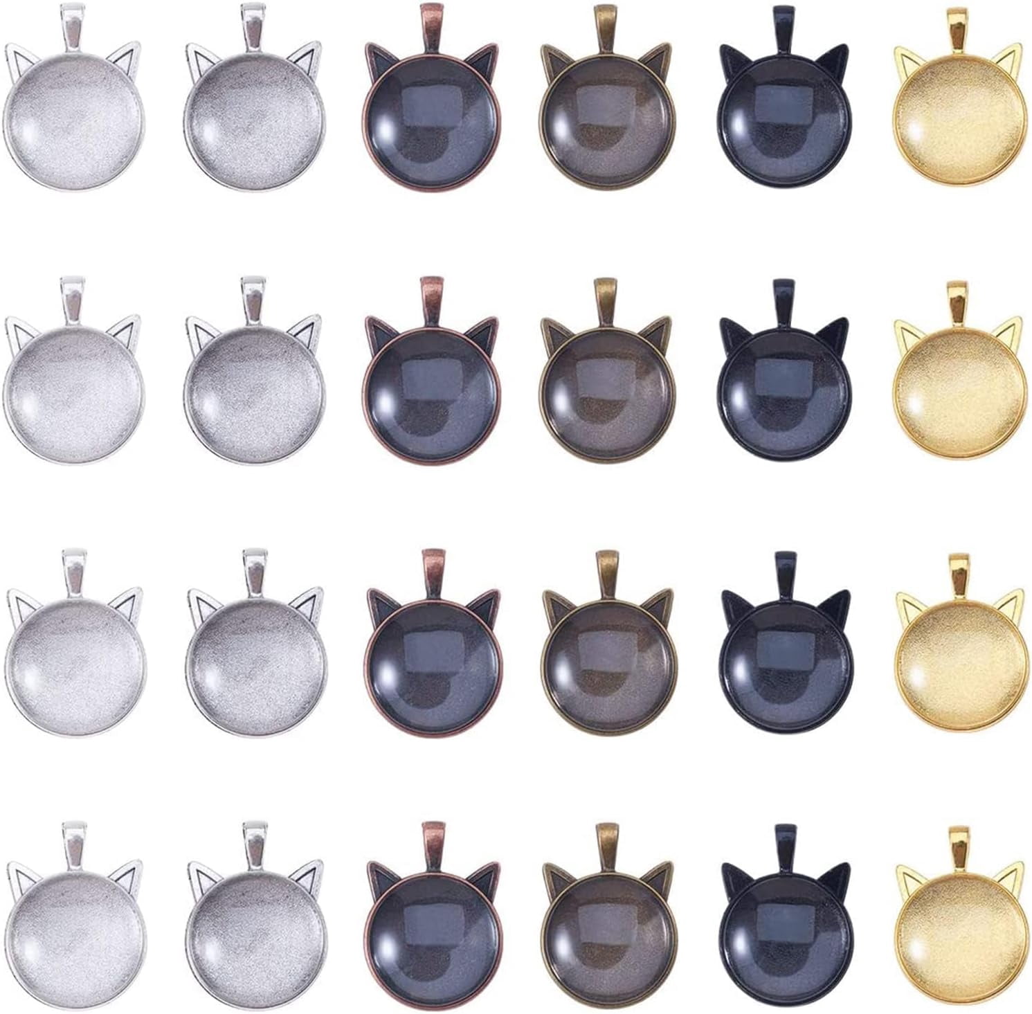 DIY Pendant Making Kit Including 6 Colors Cat Shape Alloy Pendant Trays ...