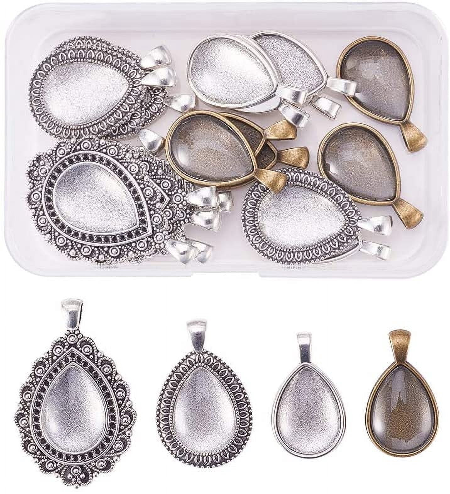 DIY Pendant Makings Sets 24 PCS Tibetan Style Water drop Shape Alloy ...