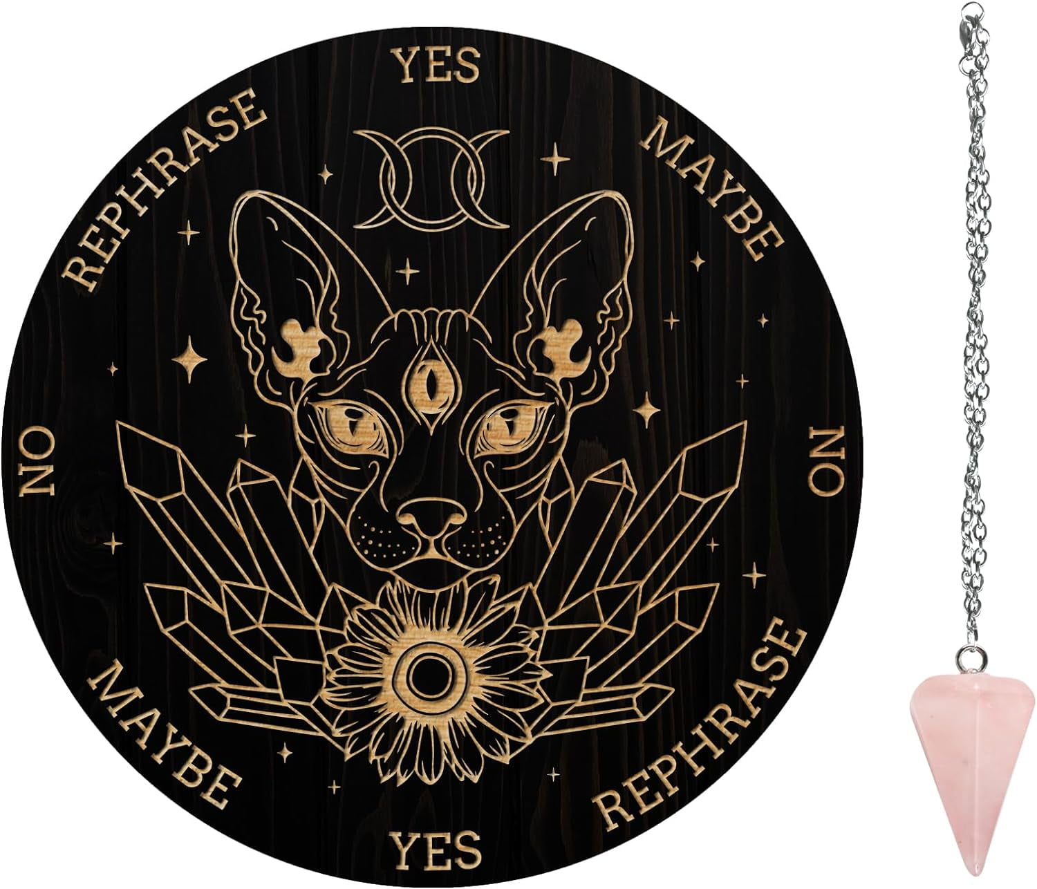 DIY Pendulum Board Set Wooden Dowsing Divination Board Metaphysical ...