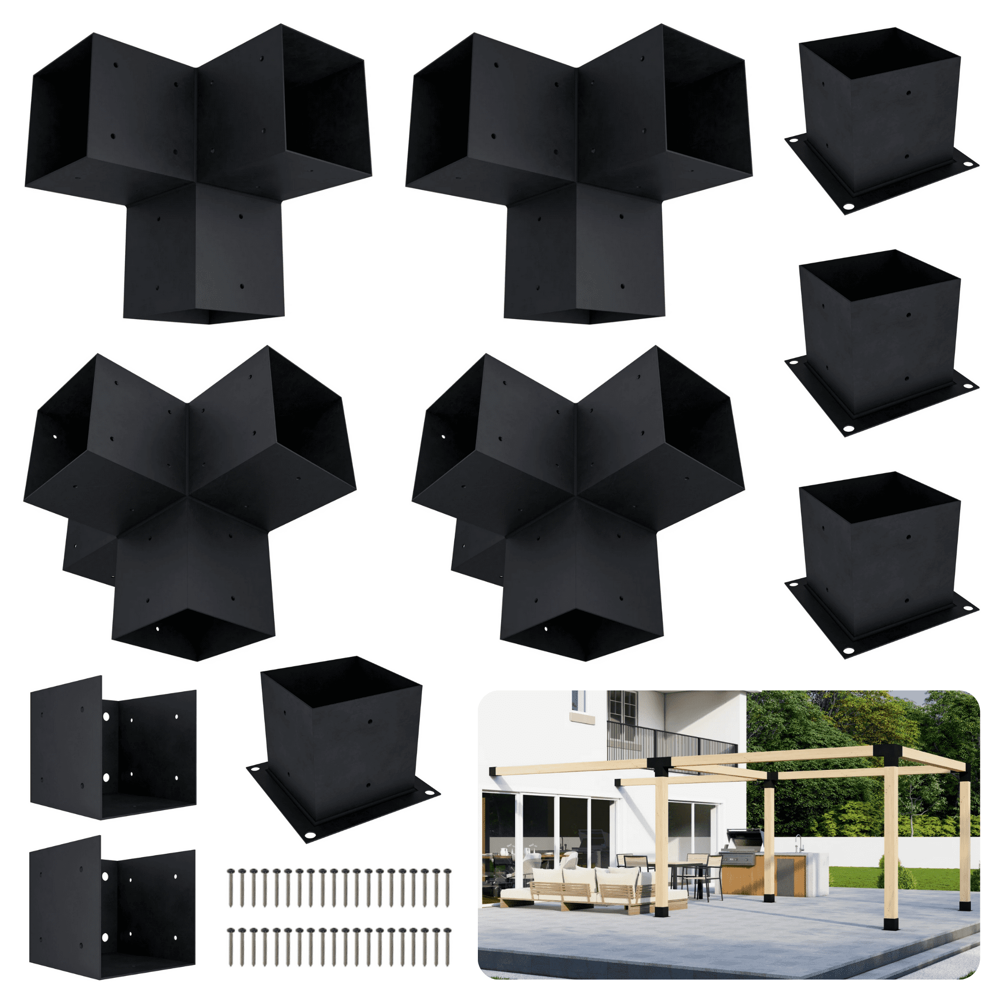 DIY Pergola Frame Kit for Up to 12x16 Pergola Attached to House - Heavy ...