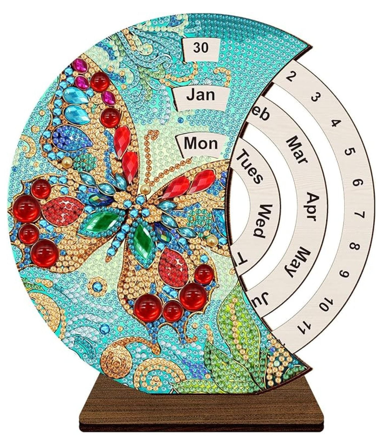 DIY Perpetual Calendar Art Painting Wooden Manual Rotating Calendar ...