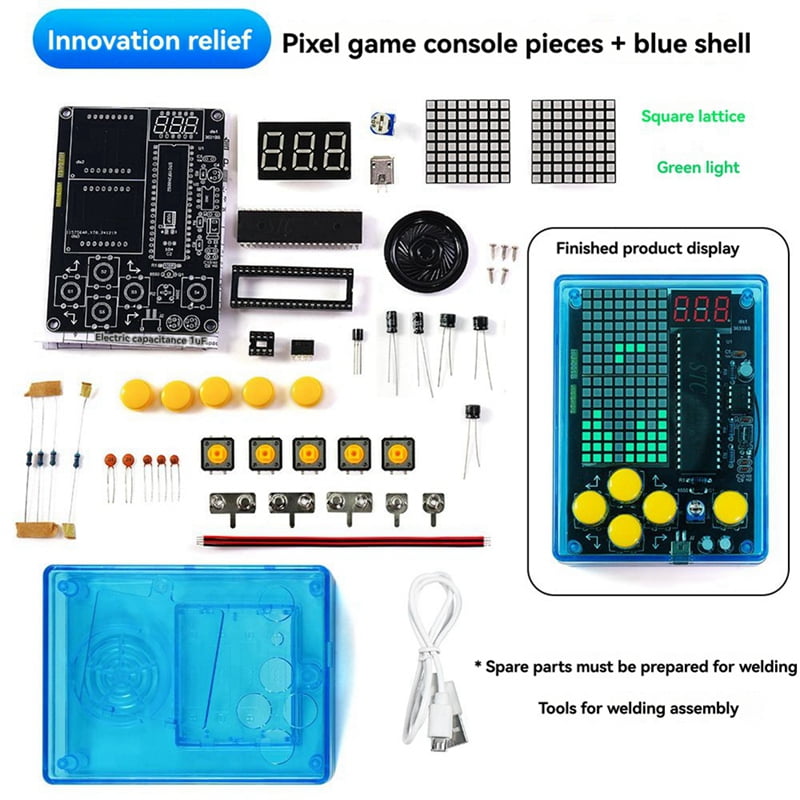 DIY Pixel Game Kit Mini Pixel Game Console with Voice Electronics DIY Soldering Project Practice ...