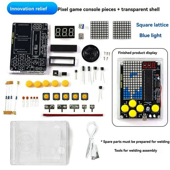 DIY Pixel Game Kit+Voice Mini Pixel Game Console Electronics DIY Kit ...