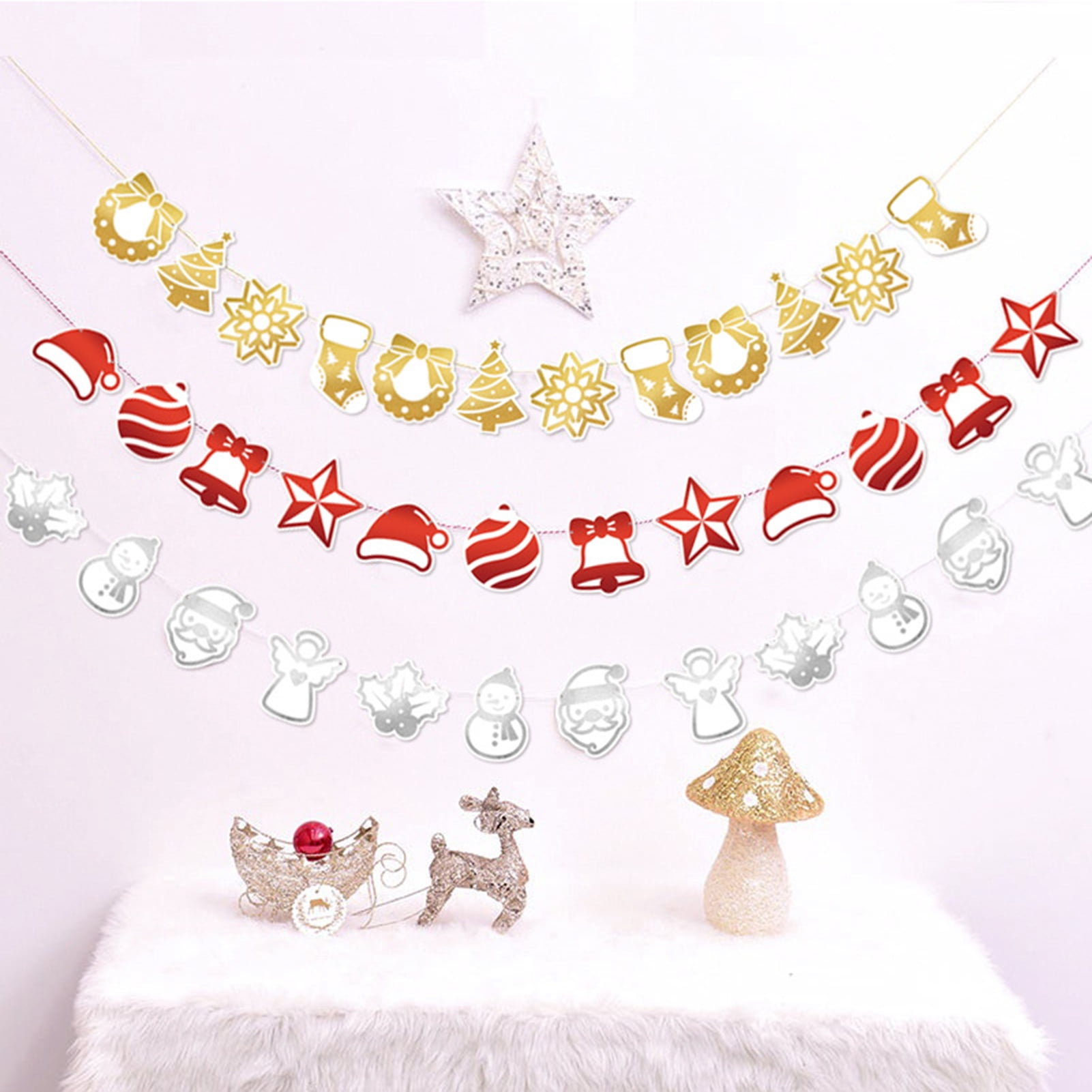 DIY Plastic Birthday Garlands Set of 5 Christmas Themed Party Buntings ...