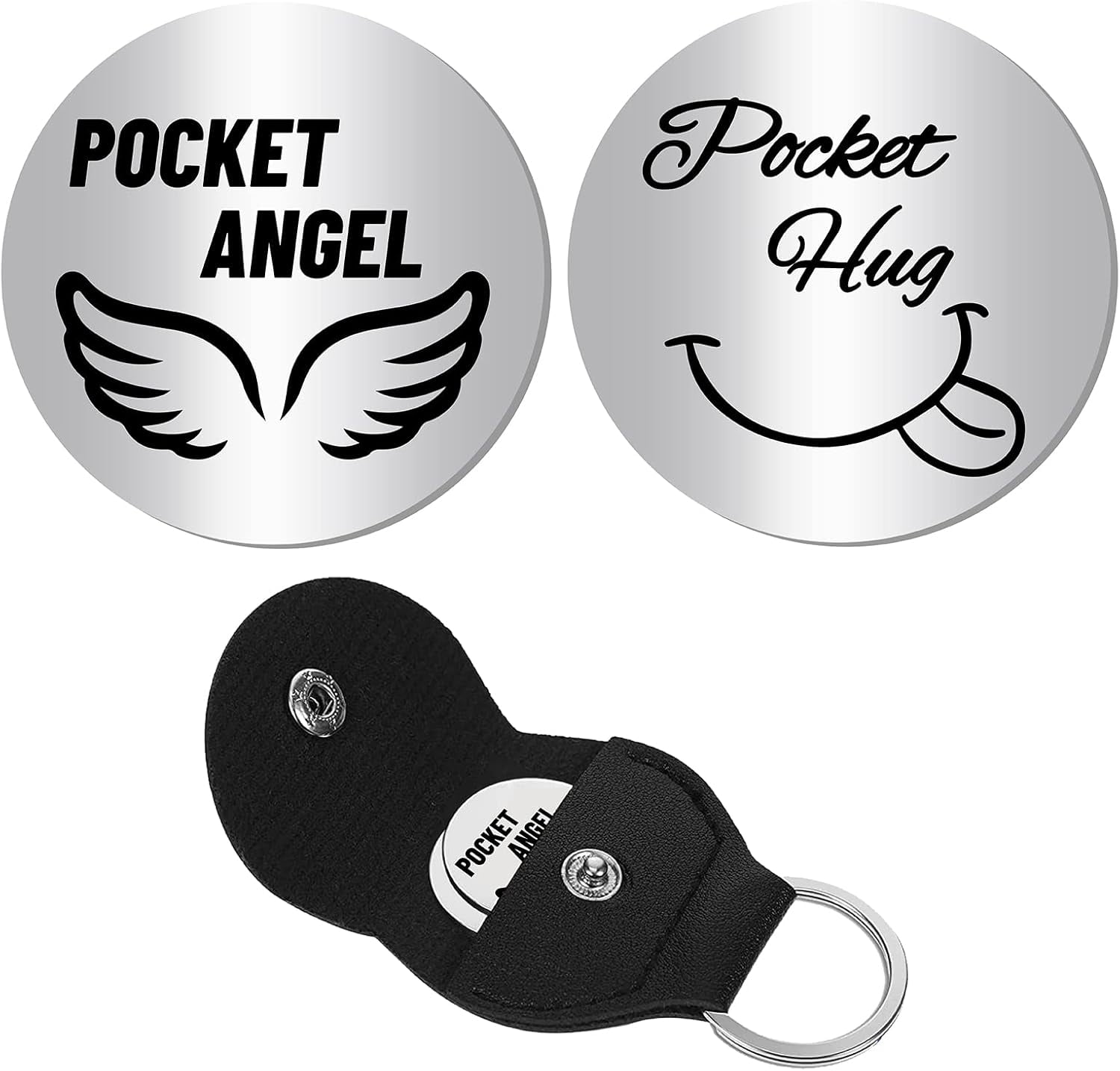 DIY Pocket Hug Token 2Pcs Double-Sided Coin Pocket Angel Stainless ...