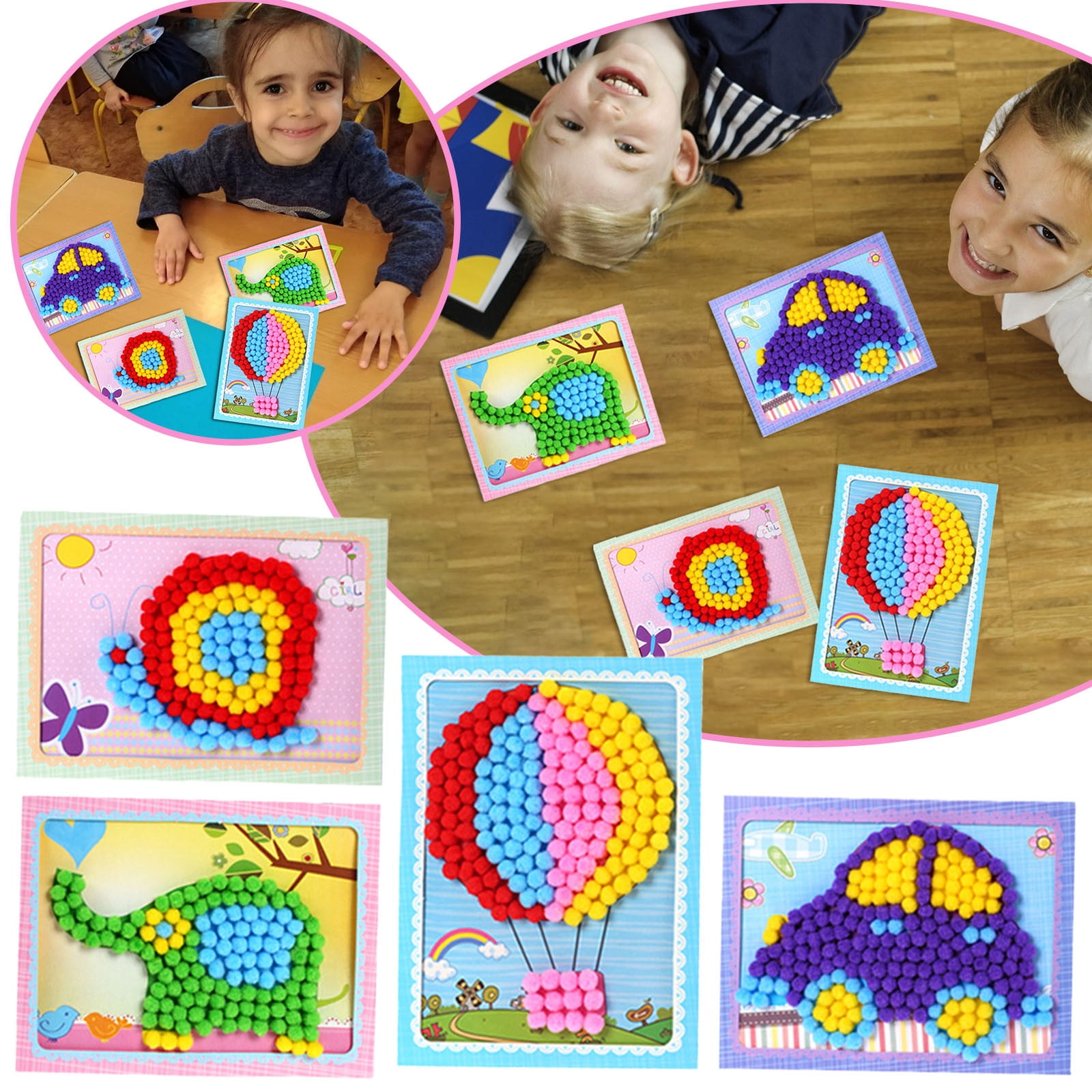 DIY Pom Pom Art DIY Creative Crafts Decorations Colorful Pompoms Kids ...