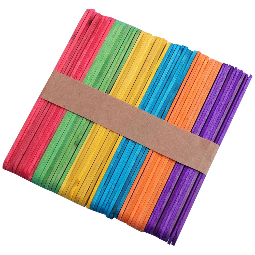 HAKIDZEL Wood Craft Stick Popsicles Sticks Orange 200Pcs 5.89X0.71X0 ...