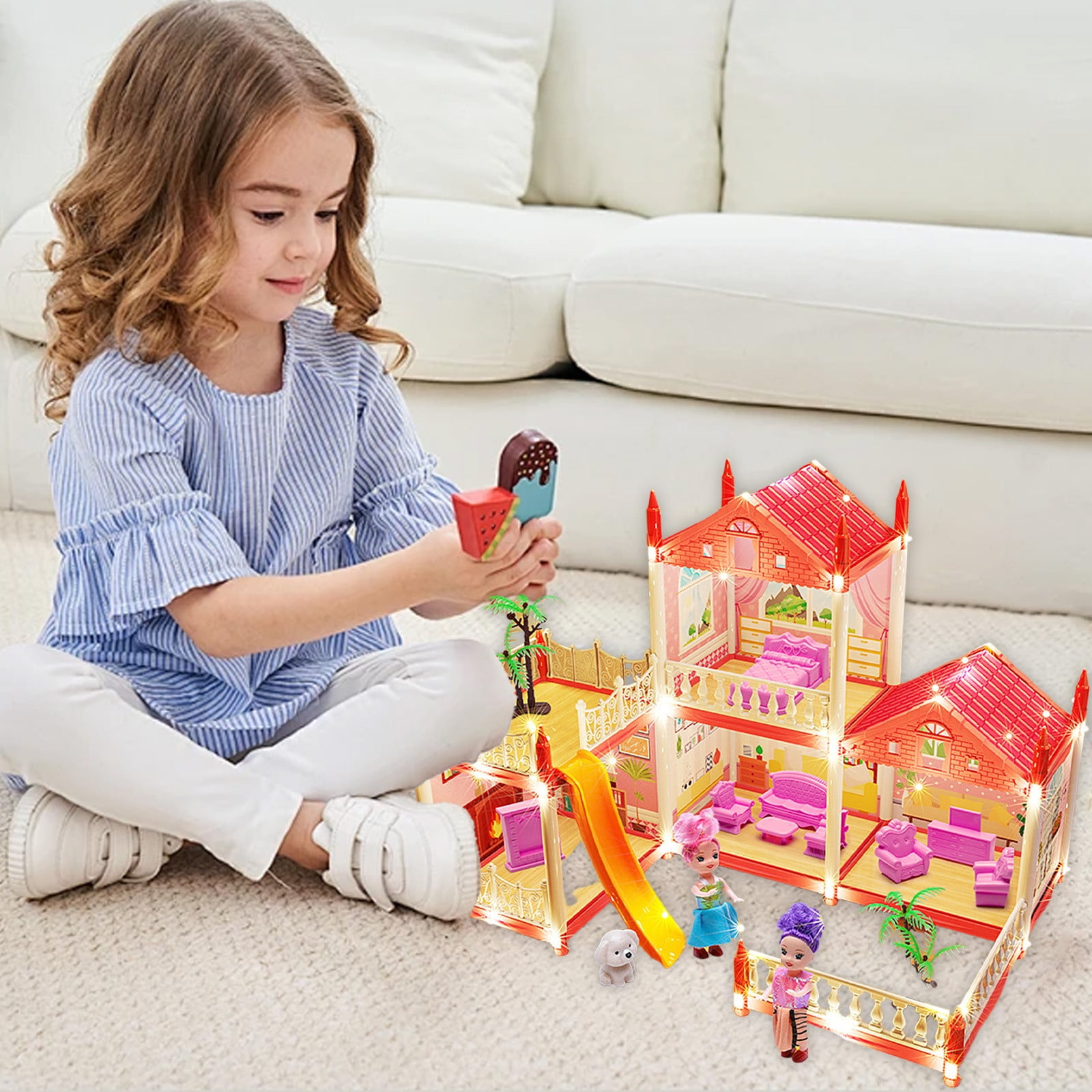 DIY Princess House for Girls | Pretend Play Castle Villa Toy | 10.83x7.28x3.35 Inch Plastic ...