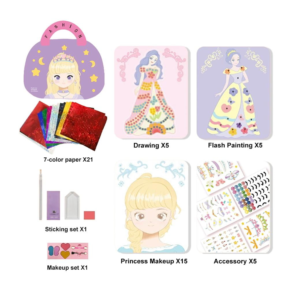 DIY Princess Makeup Set Kawaii Coloring Arts and Crafts Kids Girls Toy ...