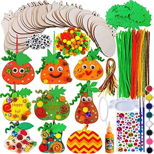 DIY Pumpkin Squash Gourd Wooden Ornaments Craft Kit Assorted Paintable ...