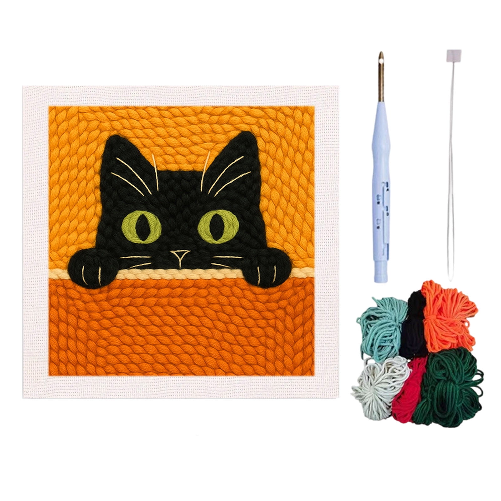 DIY Punch Needle Kit For Beginners Pattern Yarn Embroidery Art Set With ...