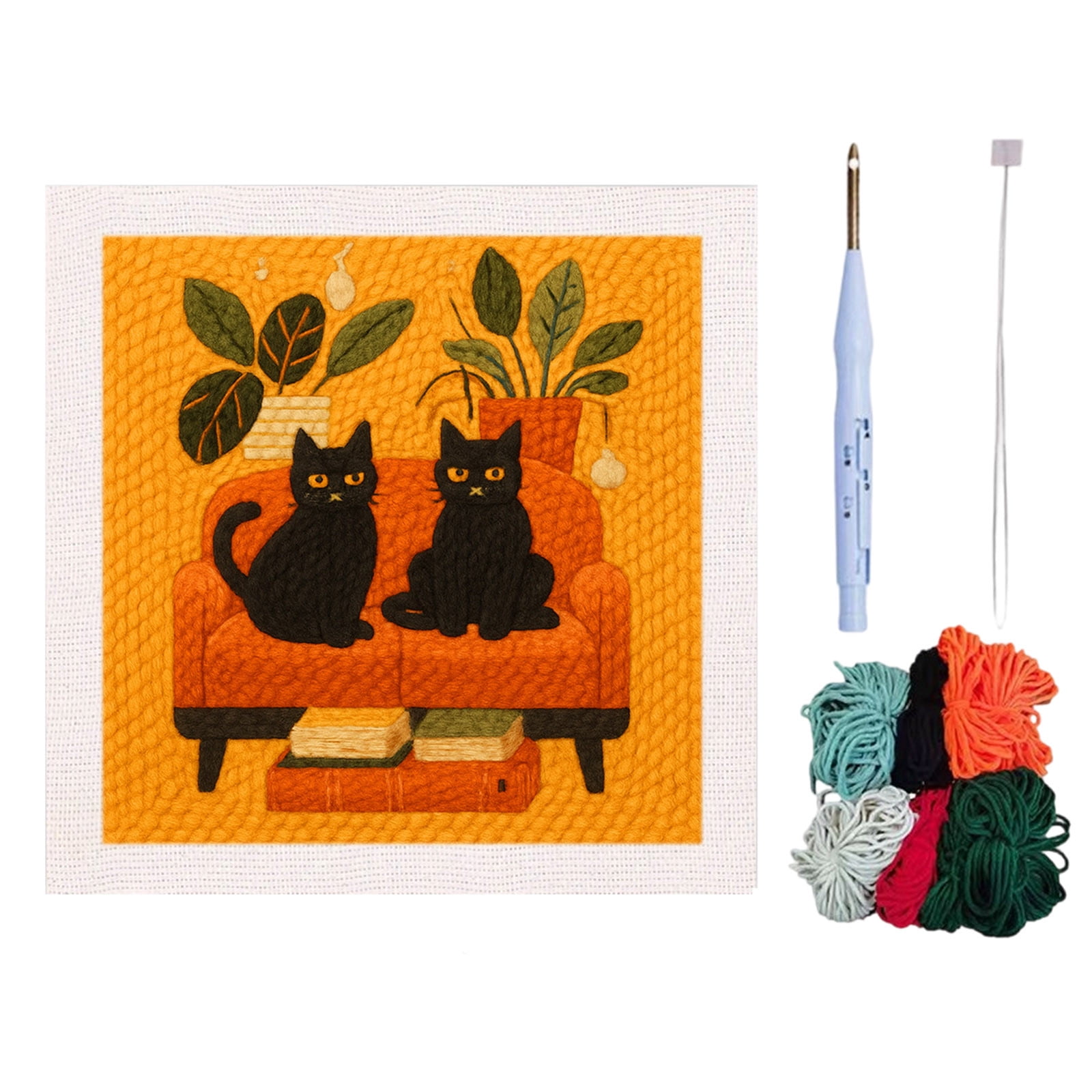 DIY Punch Needle Kit For Beginners Pattern Yarn Embroidery Art Set With ...