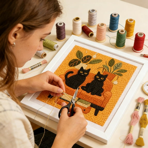 DIY Punch Needle Kit for Beginners – 4 Pattern Yarn Embroidery Set ...