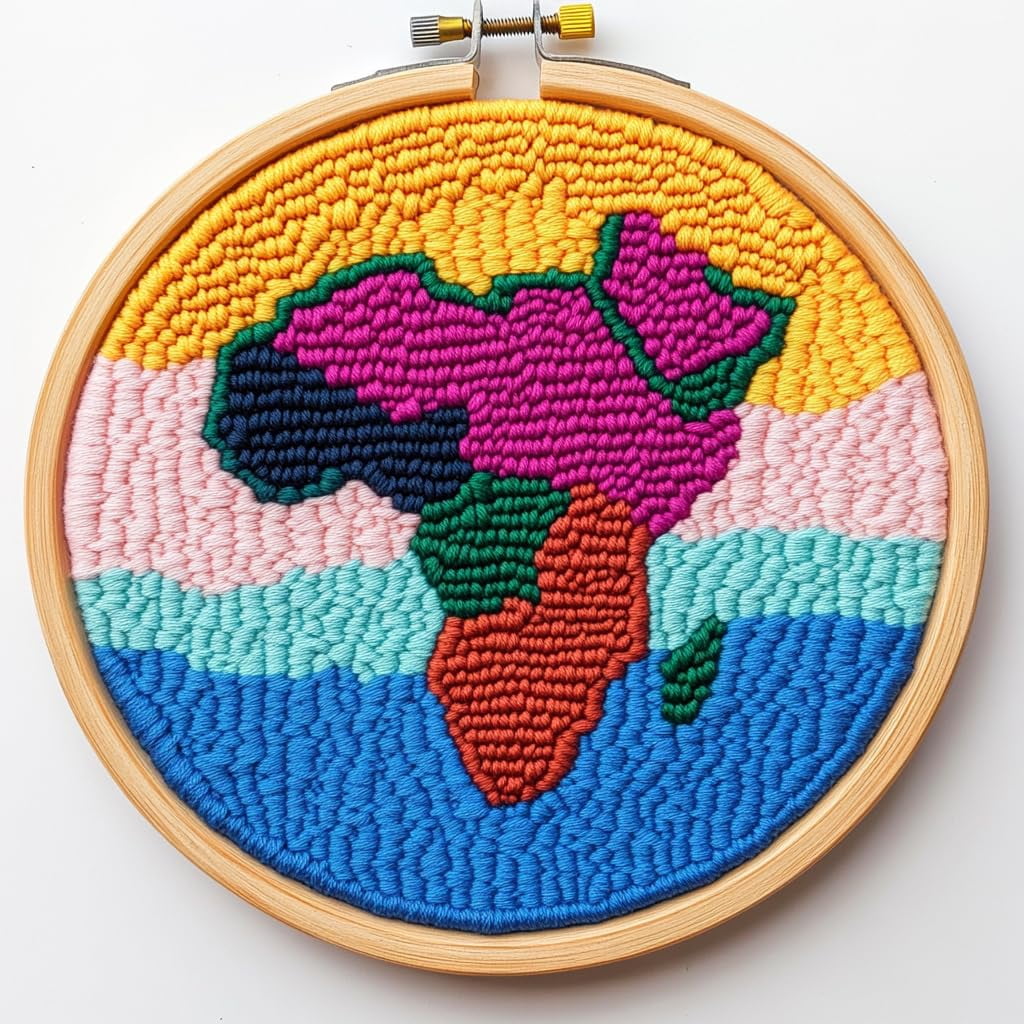 DIY Punch Needle Kits African Map and Sunset Easy for Beginners Punch ...