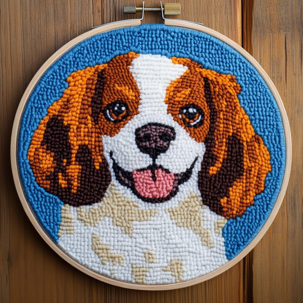 DIY Punch Needle Kits for Beginners Cavalier King Charles Dog with Hoop ...