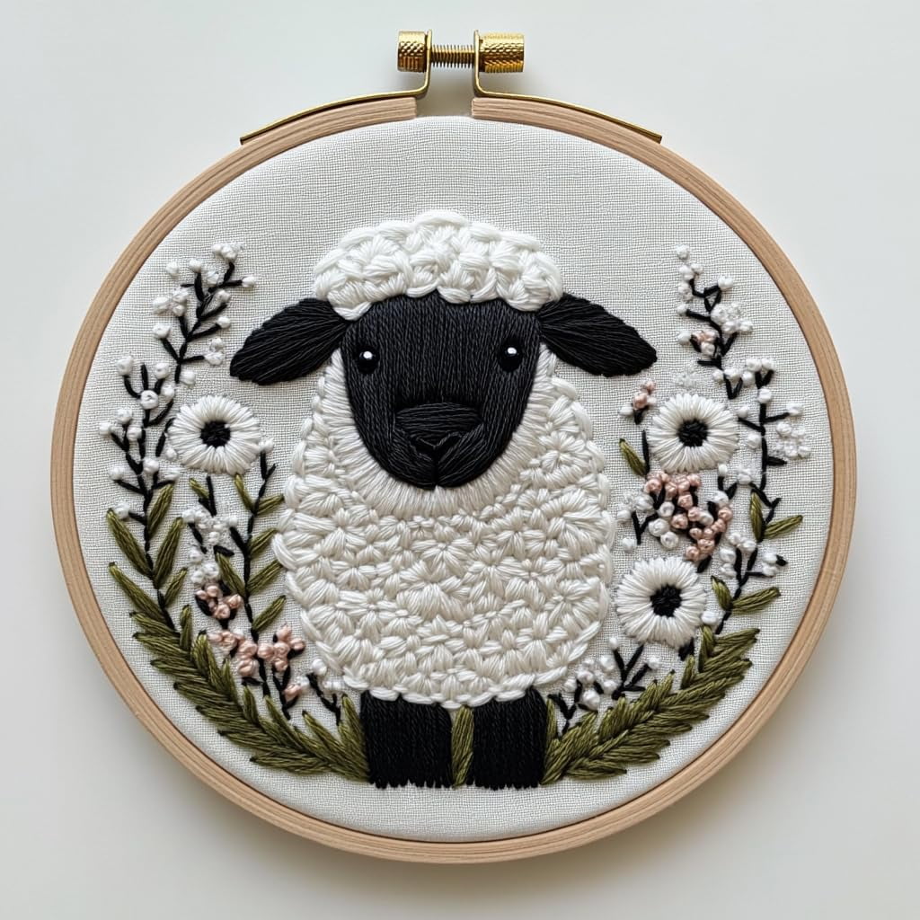 DIY Punch Needle Kits for Beginners Cute Black and White Sheep with ...
