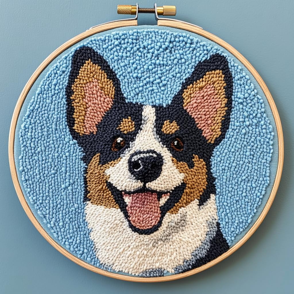 DIY Punch Needle Kits for Beginners Cute Cartoon Australian Cattle Dog ...