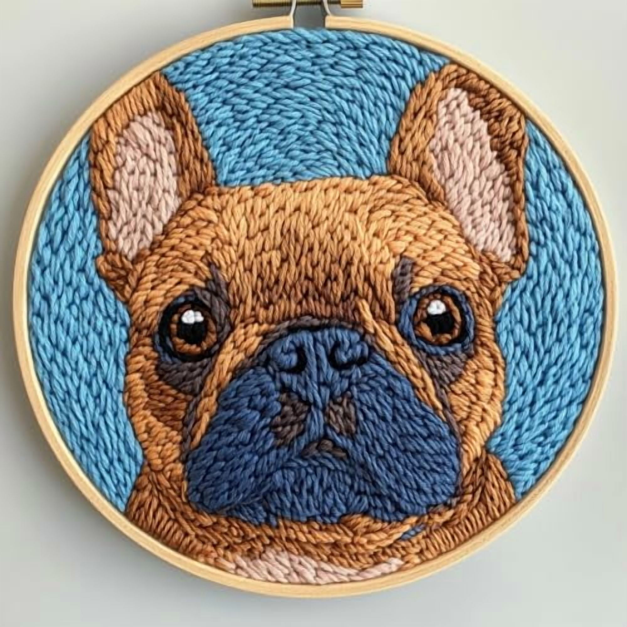 DIY Punch Needle Kits for Beginners Cute Cartoon Brown French Bulldog ...