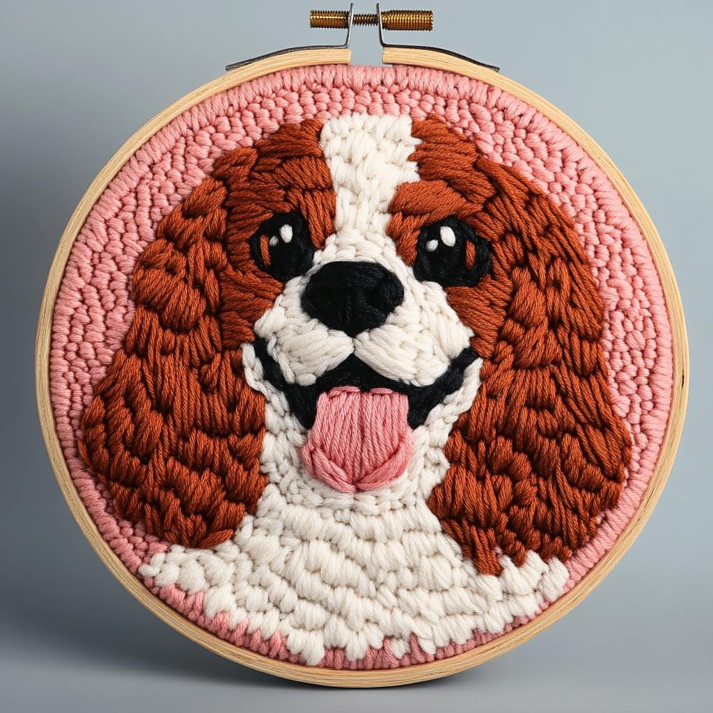 DIY Punch Needle Kits for Beginners Cute Cartoon Cocker Spaniel Dog ...