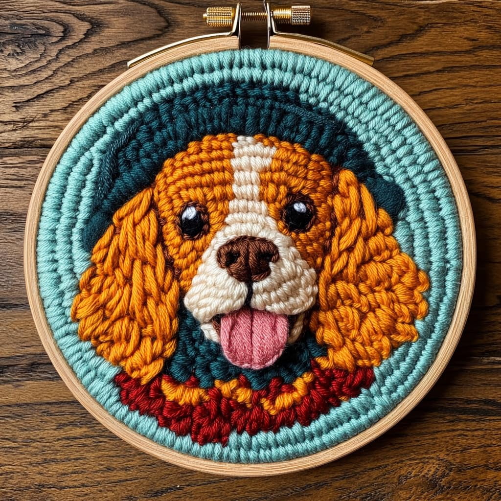 DIY Punch Needle Kits for Beginners Cute Cartoon Cocker Spaniel Dog ...