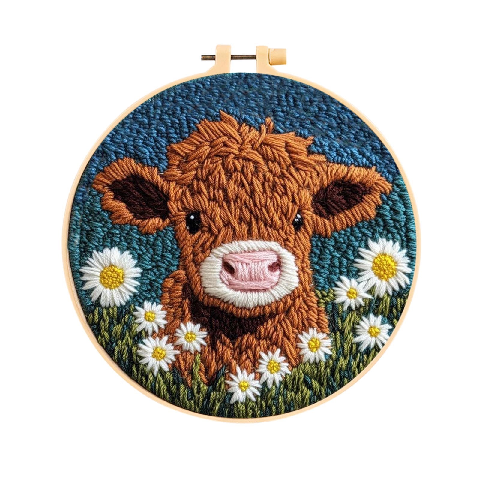 DIY Punch Needle Kits for Beginners Cute Cartoon Highland Cow with ...